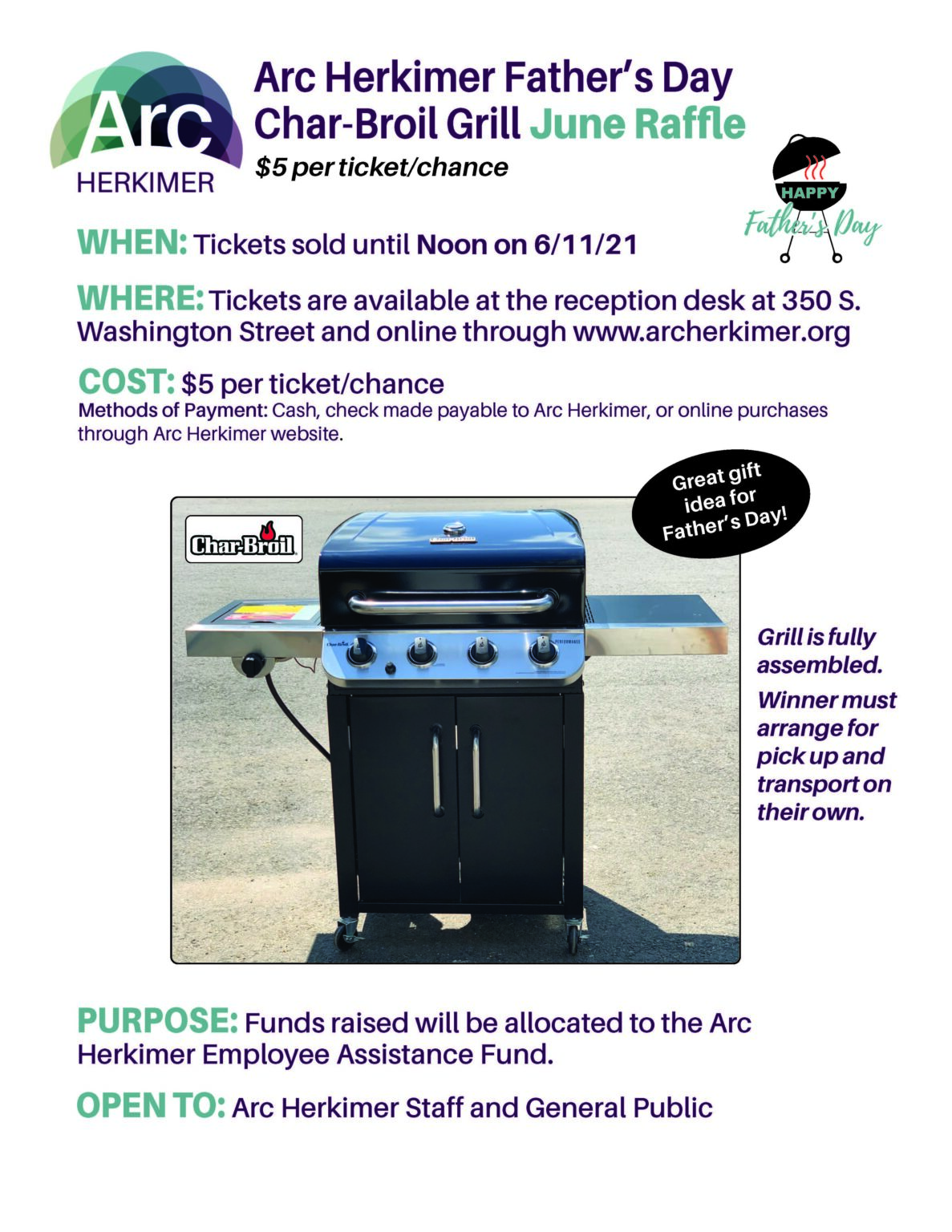 Father's Day Grill Raffle | Arc Herkimer | Building Community, Herkimer, NY