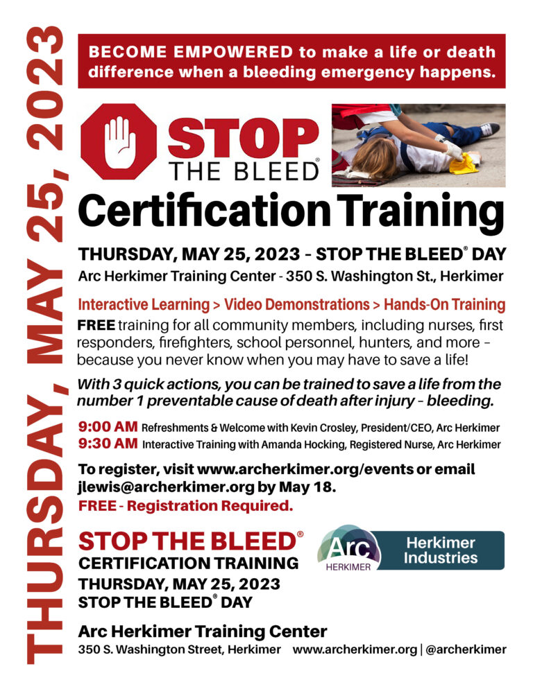 STOP THE BLEED Certification Training | Arc Herkimer | Building ...